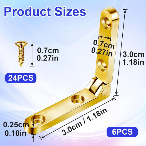 6 Pcs Small Hinges for Wooden Box 90 Degree Gold Wine Jewelry Hinge | eBay