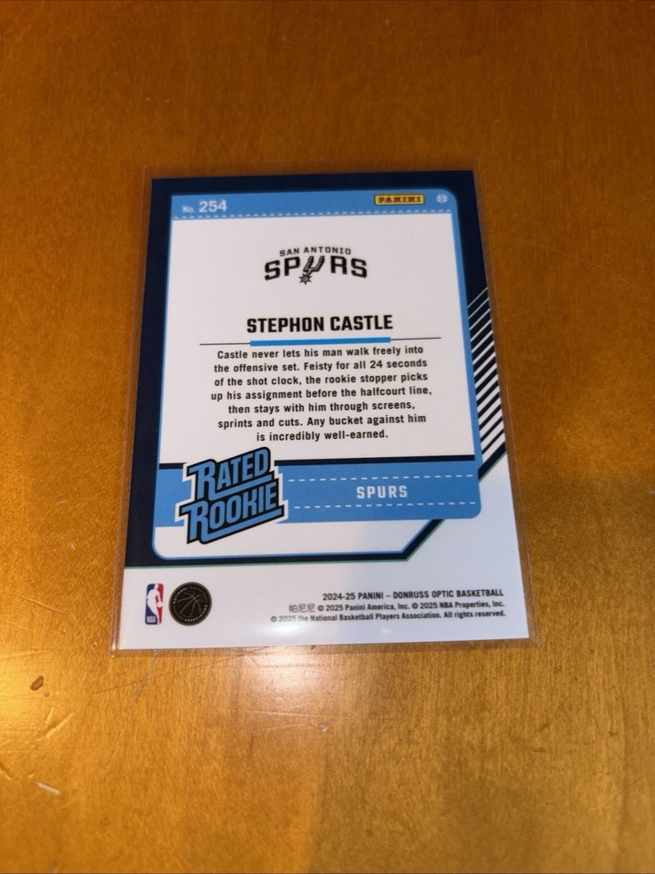 2024-25 Panini Donruss Optic Stephon Castle Rated Rookie RC Base Spurs ...