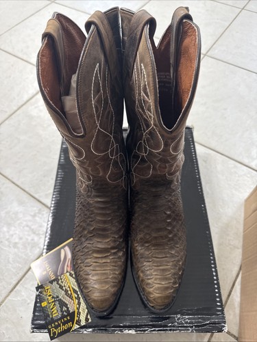 Dan Post Men's Hand crafted Exotic Matt Brushed Chocolate Python Boots ...