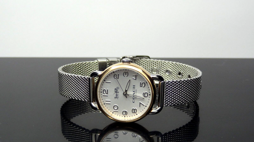 COACH Delancey Stainless Steel Silver Mesh Band Rose Gold Case Ladies ...