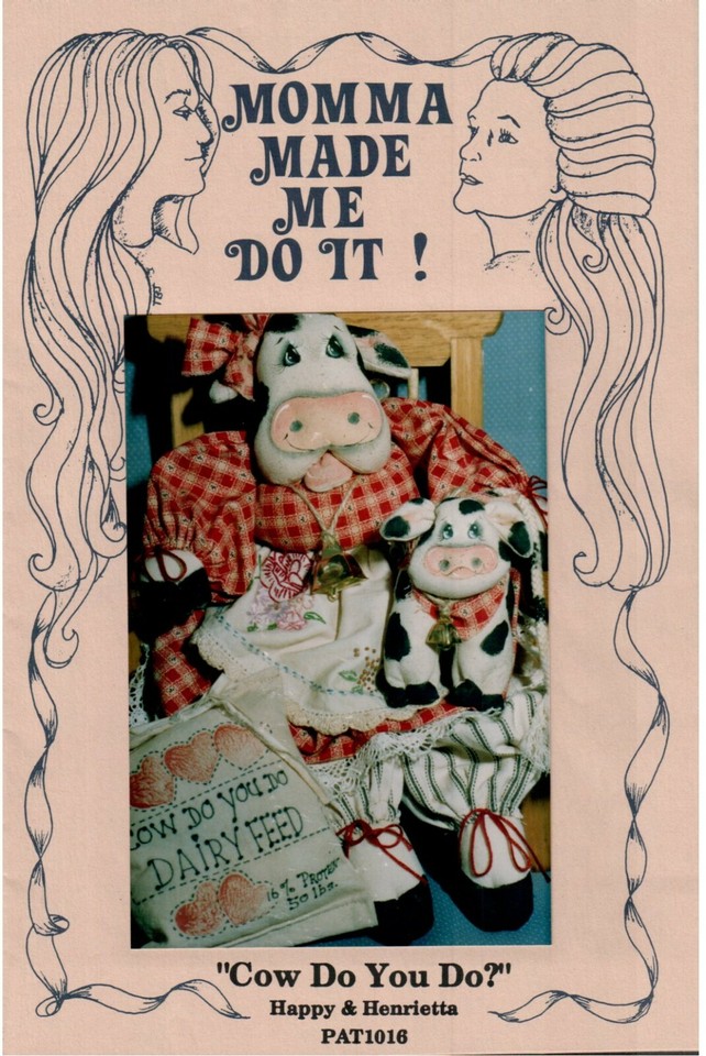 Cow Do You Do? Momma & Calf Dolls Sewing Pattern Primitive Folk Art ...