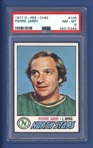 1977-78 O-PEE-CHEE #106 PIERRE JARRY PSA 8 NM-MT Minnesota North Stars ...