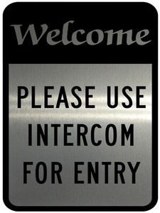188 PLEASE USE INTERCOM FOR ENTRY Metal Aluminium Plaque Sign Door ...