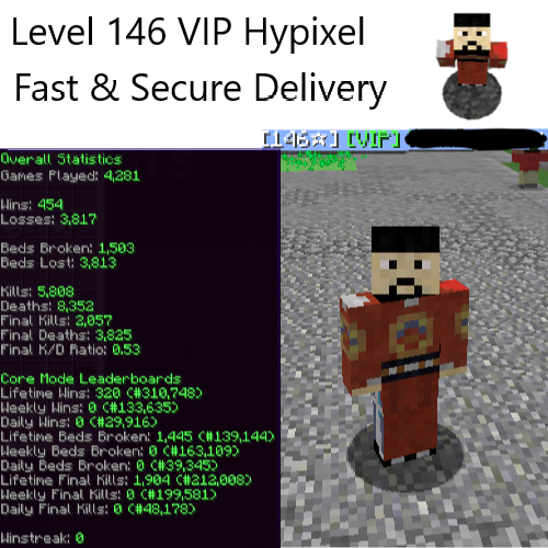 Hypixel BedWars Account - Level 146 | VIP Rank | eBay
