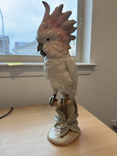 18 inch Royal Dux Bohemia Ceramic Cockatoo Signed Czech Bird Statue ...