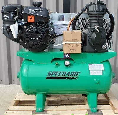 SPEEDAIRE 5F564A Stationary Air Compressor 2 Stage 14 hp Gas Kohler 24 ...