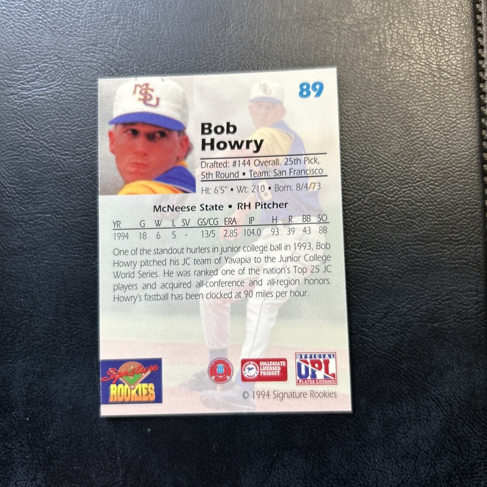 B10 Signature Rookies Draft Picks 1994 Autograph #89 Bob Howry San ...