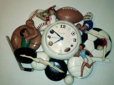 Vintage Home Interior Homco Quartz Sports Theme Wall Clock Made In The ...