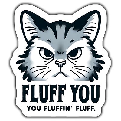 FLUFF YOU CAT STICKER, FUNNY CAT STICKER, CUTE CAT DECAL, FLUFFY CAT ...