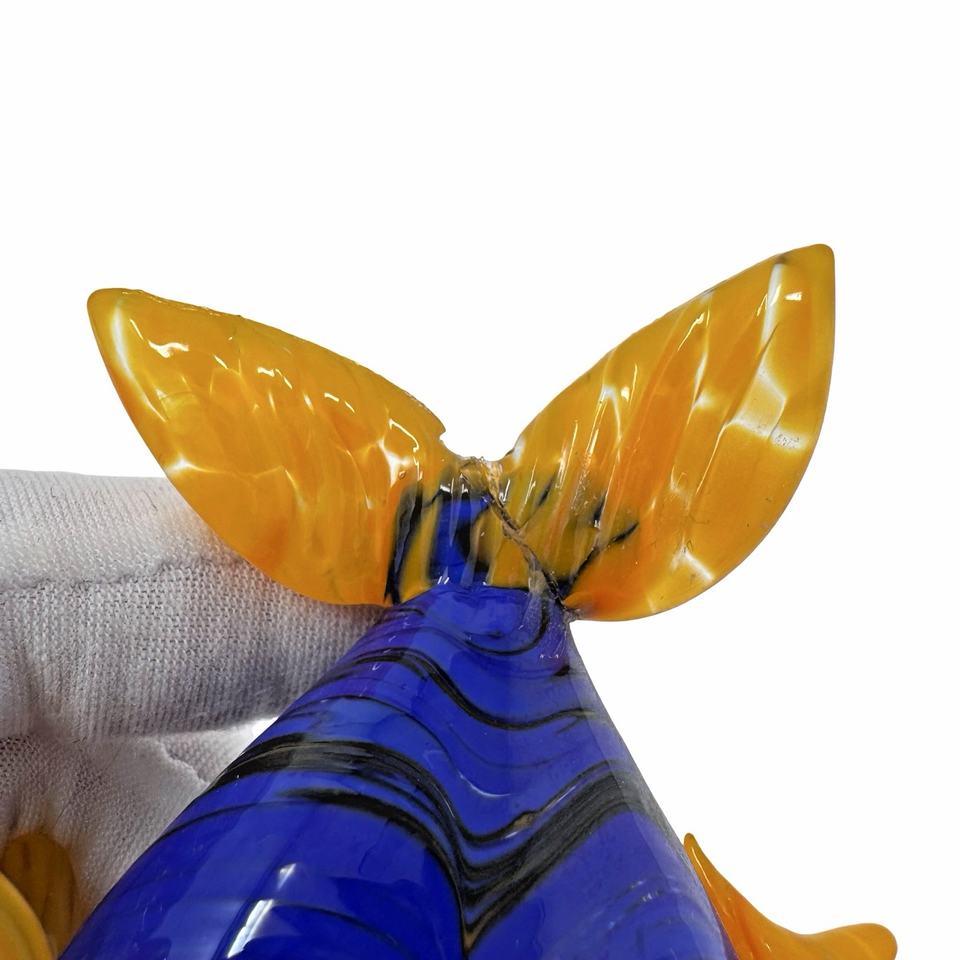 Hand Blown Art Glass Tropical Fish Figurine Blue Orange Aquarium Decor ...