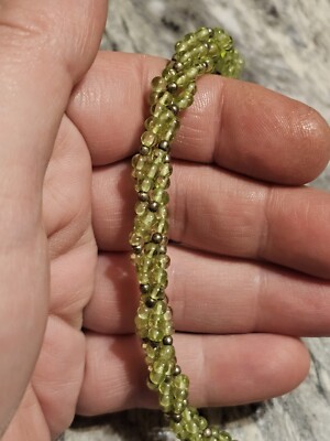 Sterling Silver 925 Green Beaded String Bracelet | eBay