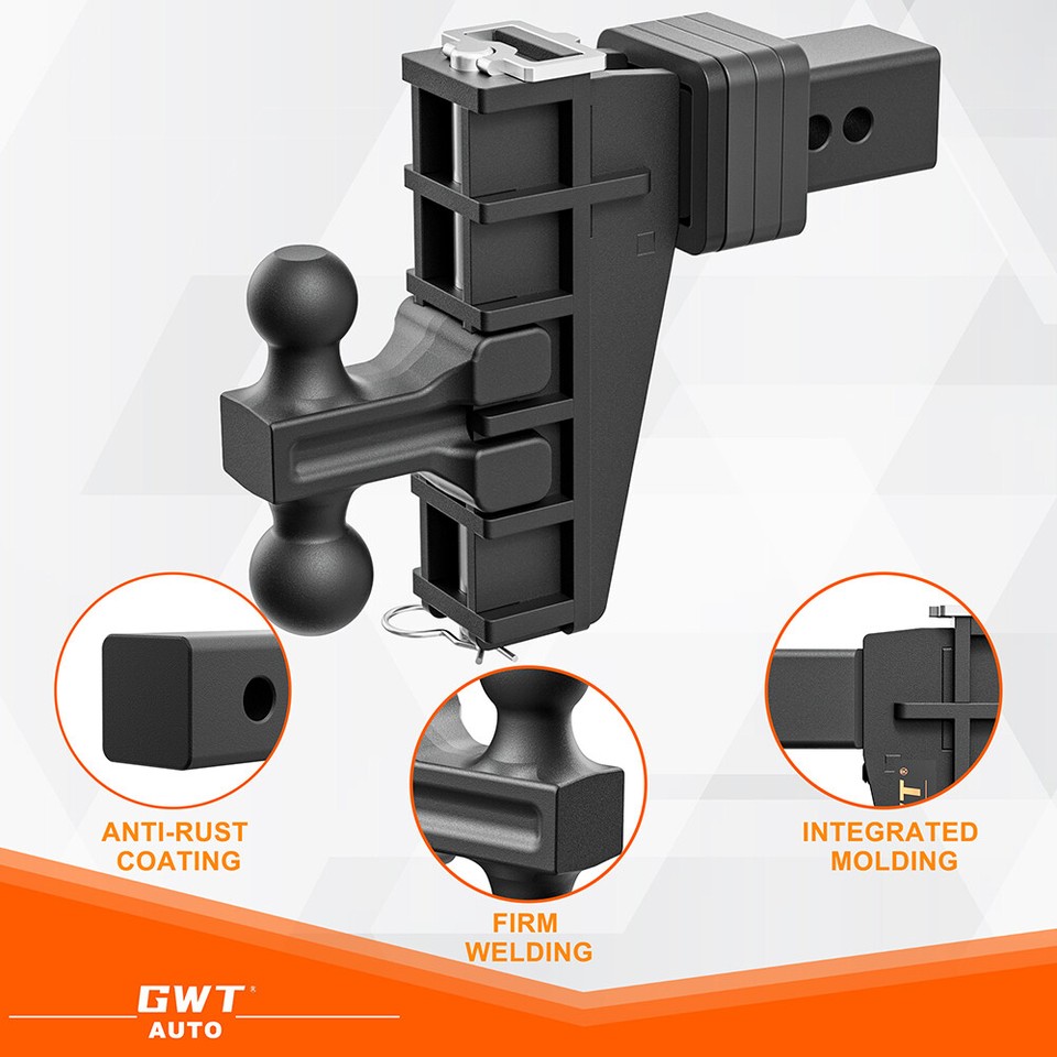 2" Receiver 6" Drop Adjustable Towing Hitch Dual Ball Mount Trailer ...