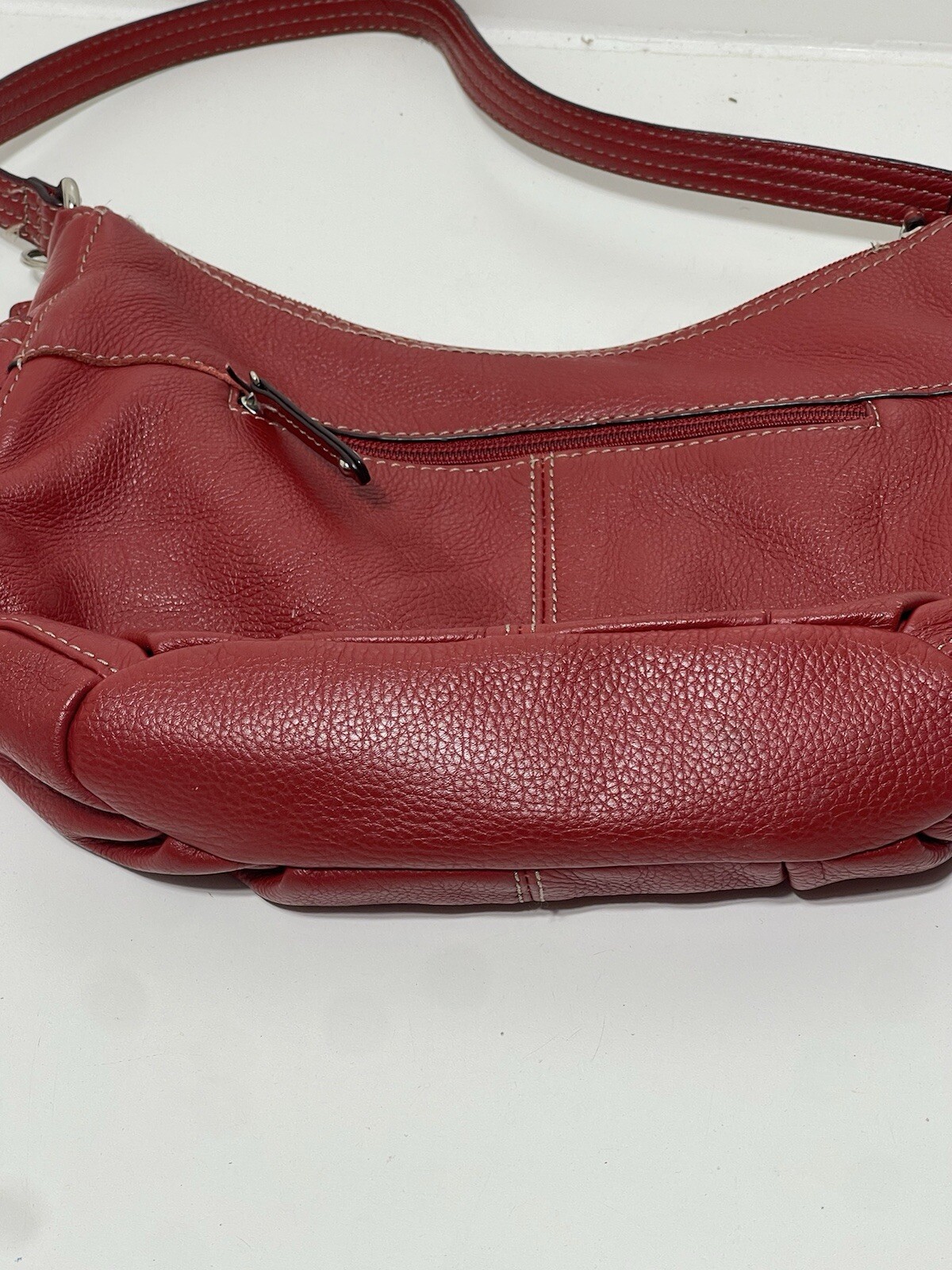 Tignanello Red Pebbled Leather Shoulder Handbag | eBay