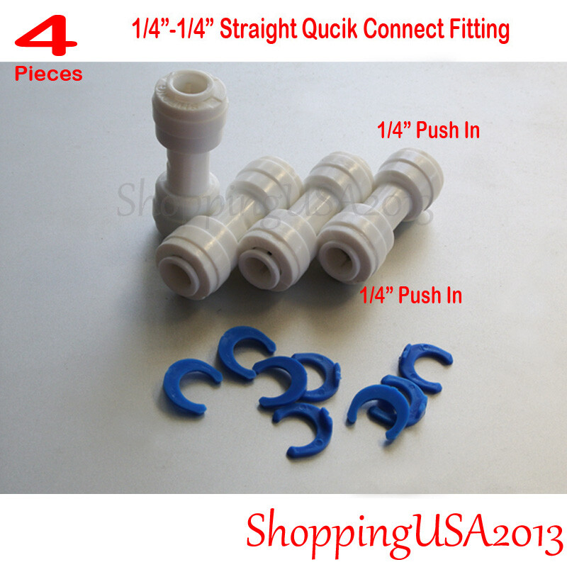 4 Pcs Water Filter Connector Fitting Quick Connect Thread Push In 1/4 ...