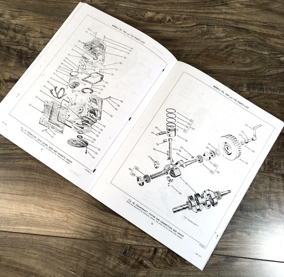 Wisconsin TJD THD TH Engine Service Parts Operators Manual Set Repair ...