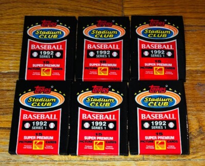 Lot of 6 Topps Stadium Club Baseball 1992 Series 1 Sealed Trading Card ...