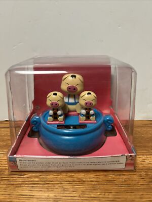 Solar Powered Dancing Bobblehead Toy New - three Lucky Pigs with Gold ...