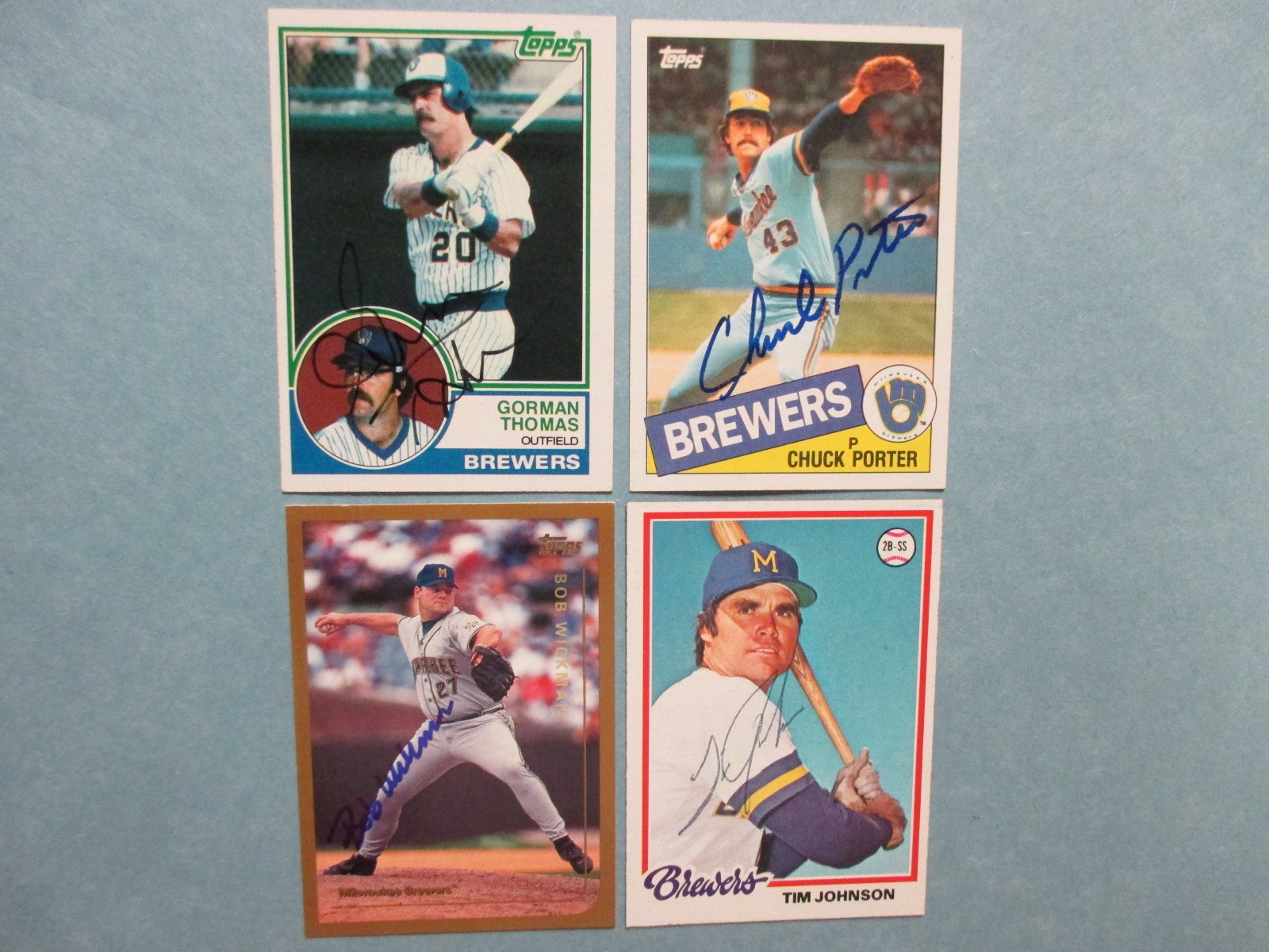 GORMAN THOMAS/BOB WICKMAN/TIM JOHNSON/CHUCK PORTER Brewers Signed Cards ...