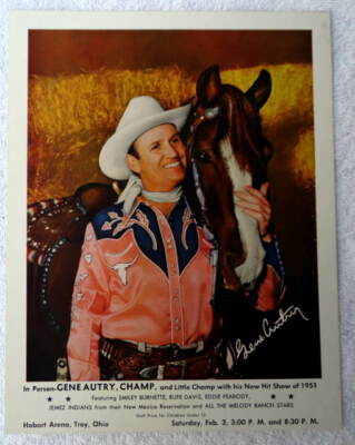 1951 GENE AUTRY & CHAMP PHOTOGRAPH SHOW ANNOUNCEMENT TROY OHIO #41 | eBay
