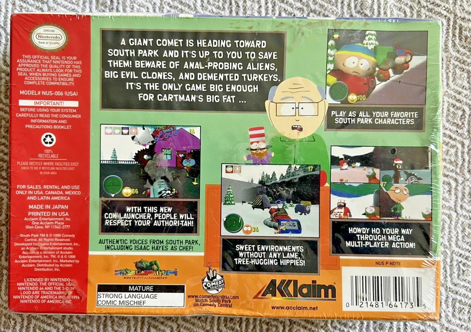 SOUTH PARK New Factory Sealed Game N64 Nintendo 64 NES Rare Authentic ...