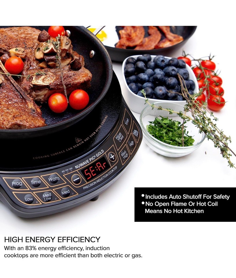Nuwave Precision Induction Cooktop Gold, 12” Shatter-Proof Ceramic ...