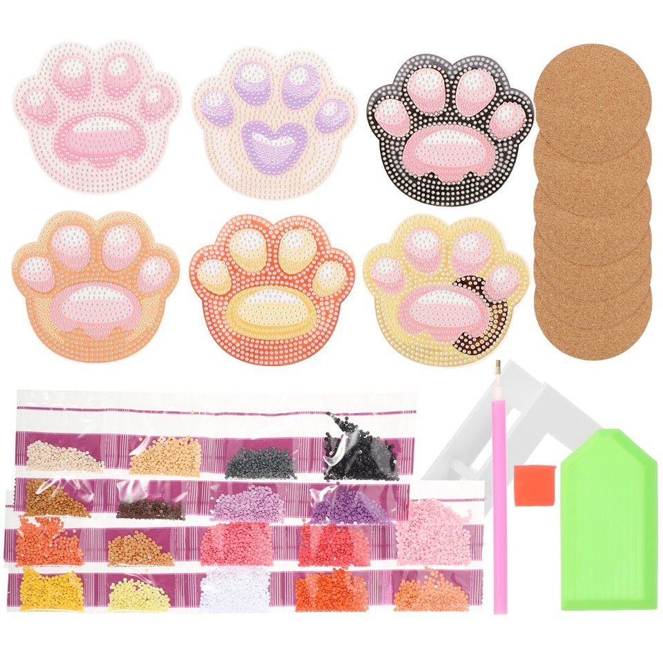 1 Set DIY Drawing Coasters Cat Paw Shaped Coasters Drawing Cup | eBay ...