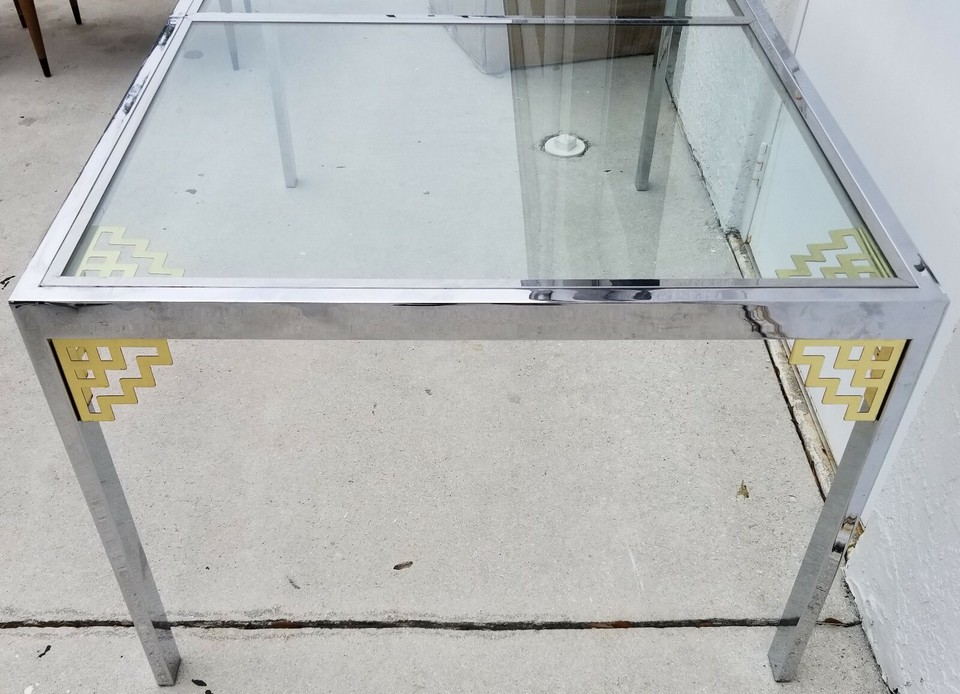MCM 1970's MASTERCRAFT Style Hollywood Regency Chrome and Glass Dining ...
