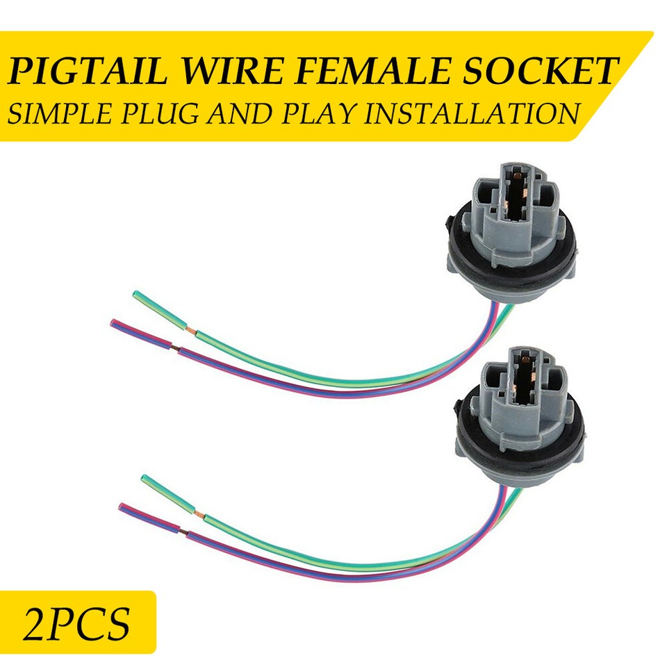 2 Pcs 7440 Bulb Socket Brake Front Turn Signal Light Harness Wire Plug ...
