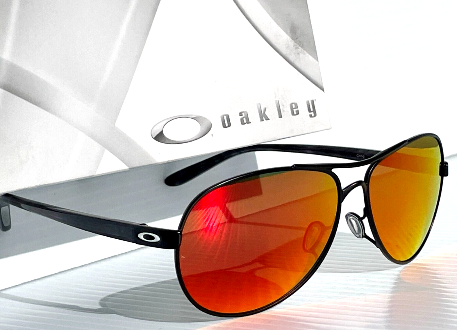 NEW Oakley FEEDBACK Satin Black w 59mm POLARIZED Galaxy Ruby Lens ...