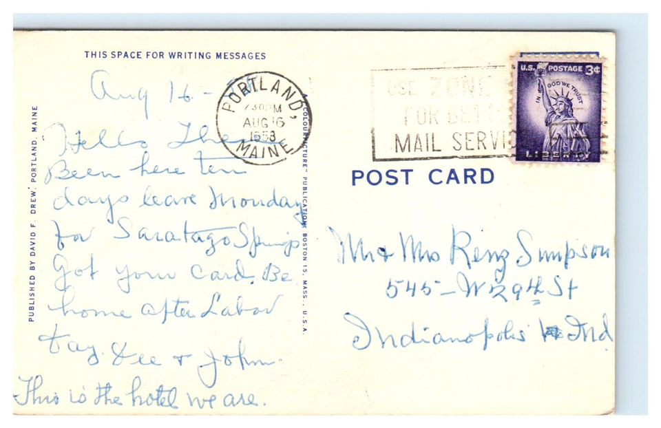 1958 PORTLAND, ME Postcard- EASTLAND HOTEL PORTLAND | eBay