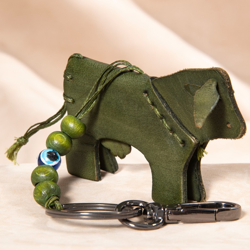 Leather Elephant Keychain, Charm for Women's Purse & Bags | Handmade ...