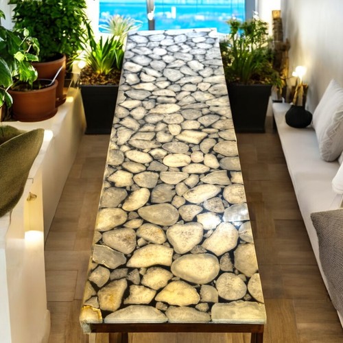 Rectangle Agate Dining Table Healing Crystal Stone Luxury Hallway ...
