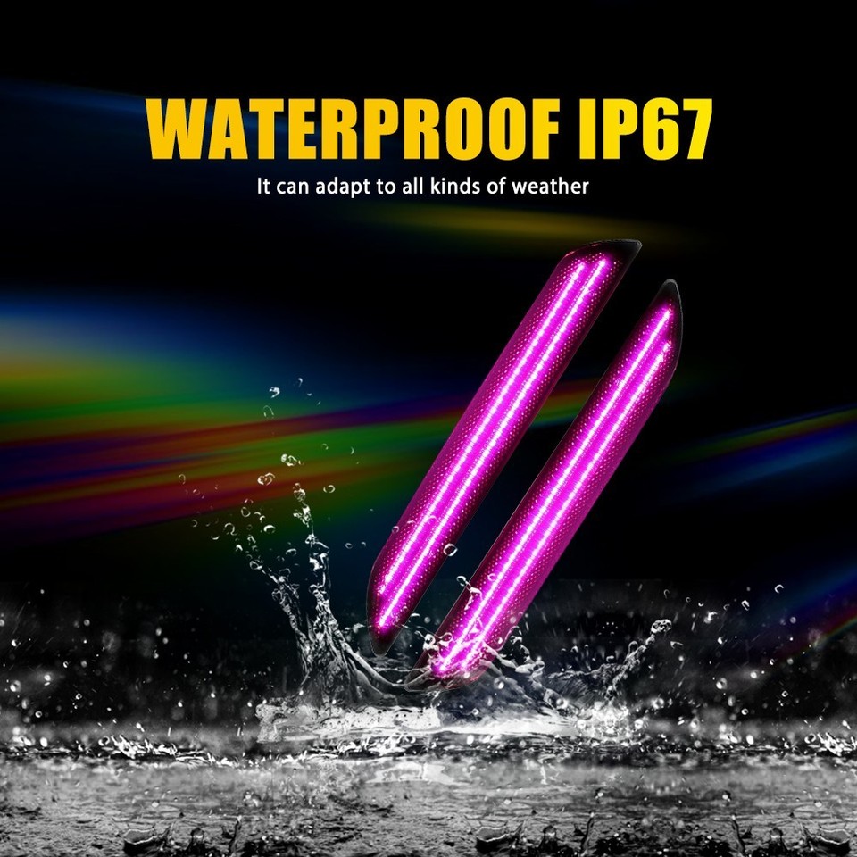 2-20 Rear Bumper LED Side Marker Light for 2015-23 Ford Mustang Pink ...