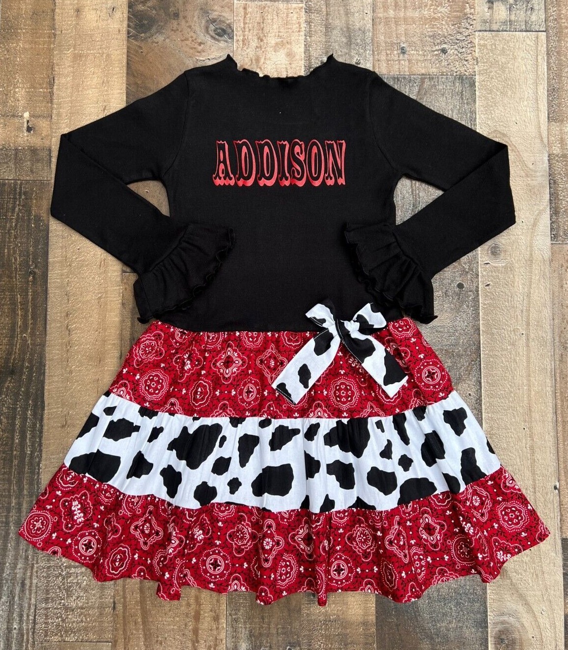 Western Wear Barnyard Country Girl Red Bandana Cow Print Dress | eBay