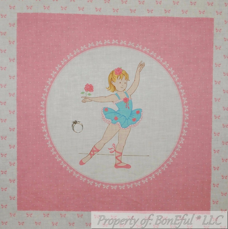 BonEful Fabric FQ Cotton Quilt VTG Ballet Girl Dance Pillow Panel Rose ...