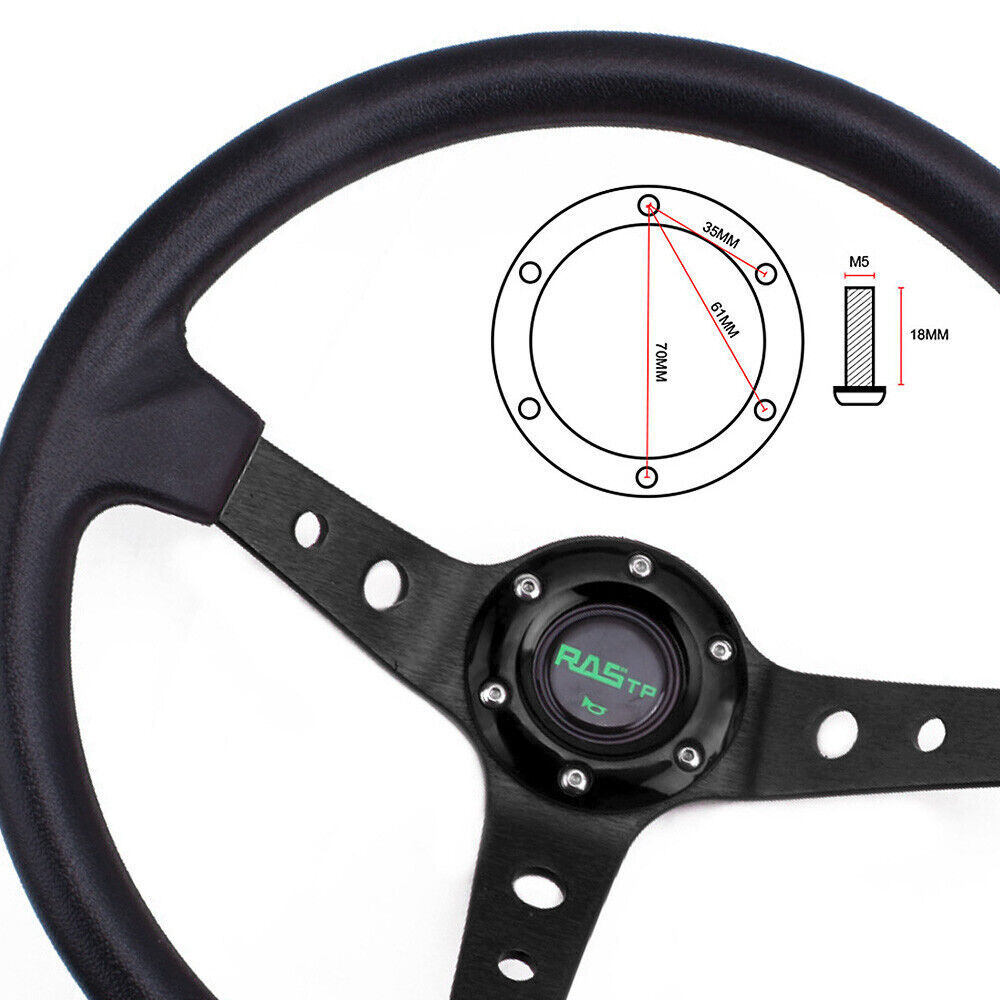 Black 14INCH Universal Aluminum Racing Steering Wheel Drifting Deep ...
