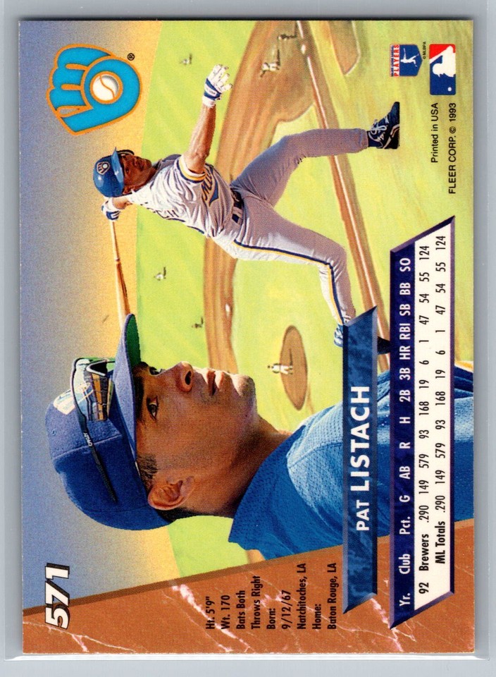 Pat Listach 1993 Ultra BASEBALL #571 Milwaukee Brewers | eBay