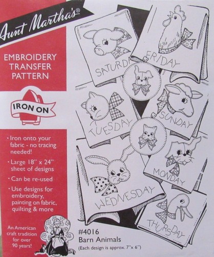 Aunt Marthas 4016 Cute Animals Applique DOW Towels Embroidery Transfer ...