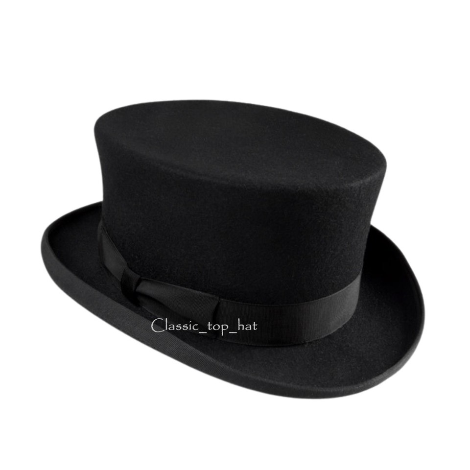 Mens Black Top Hat Tophat Topper Coachman Hat Fully Lined | eBay