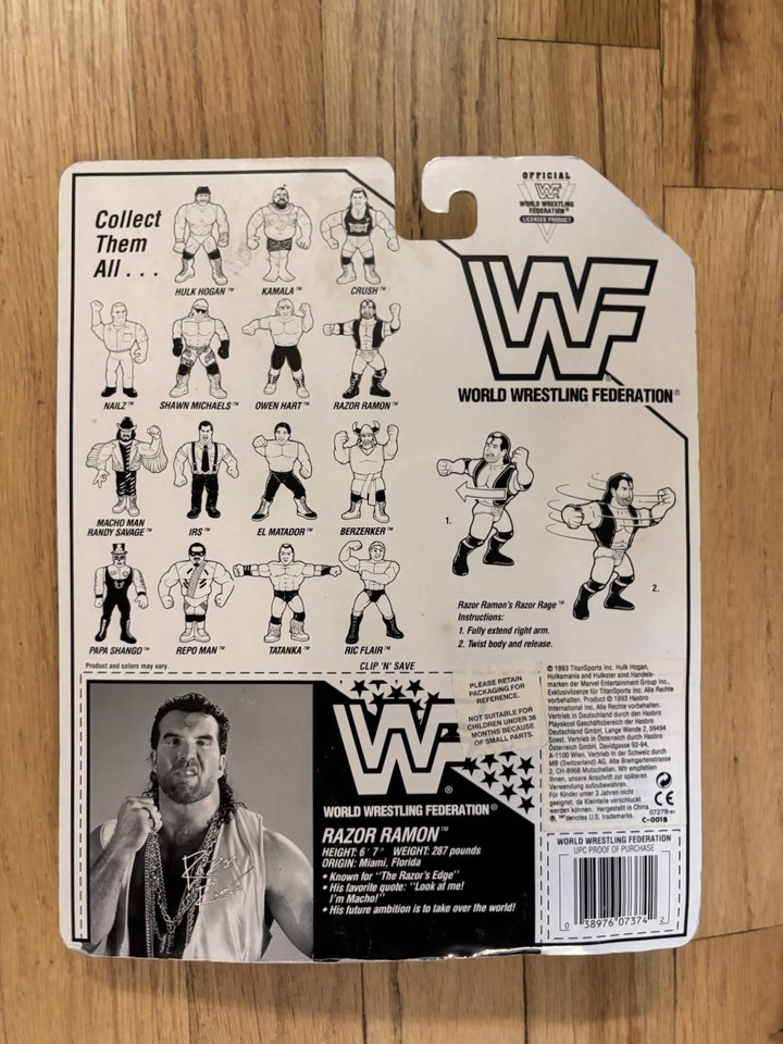 Sealed Razor Ramon Hasbro 1993 Wrestling Figure Yellow Card WWF Scott ...