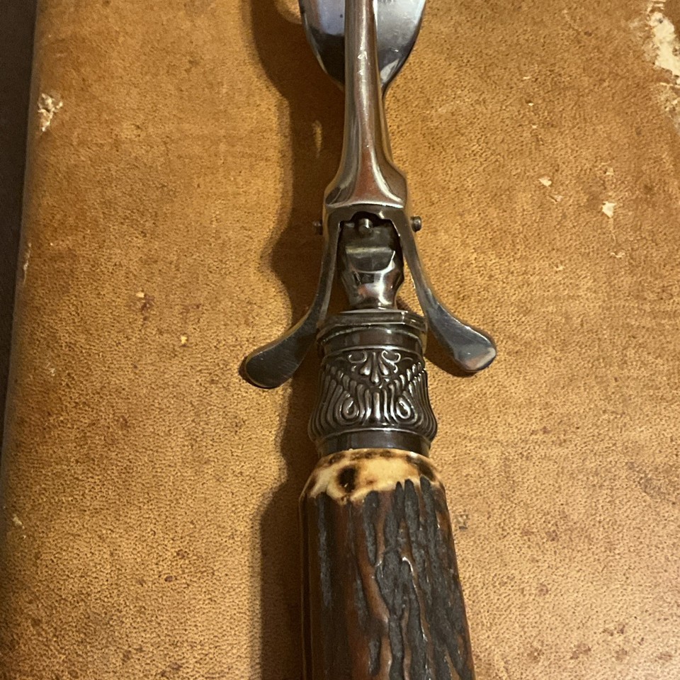 Antique Northampton Cutlery Stag Handle 3 Piece Carving Set With Case ...