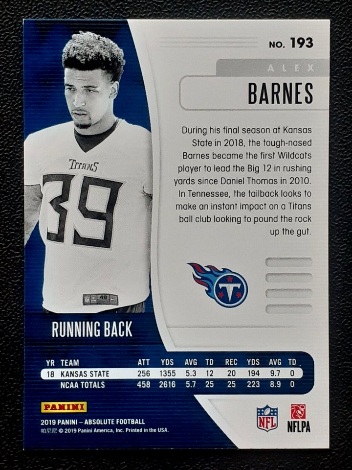 ALEX BARNES RC 2019 PANINI ABSOLUTE NO 193 34273 | eBay
