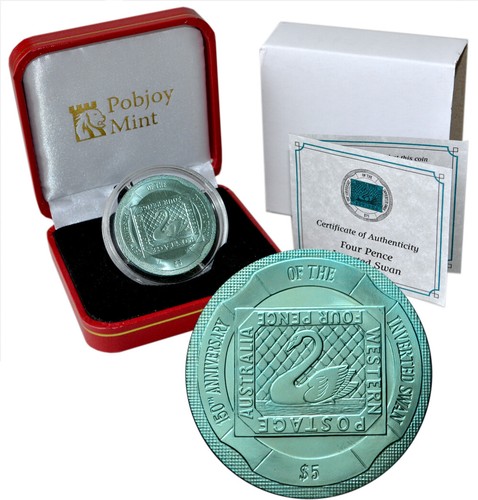 British Virgin Island $5 2005 World First Inverted Swan Stamp Turquoise ...