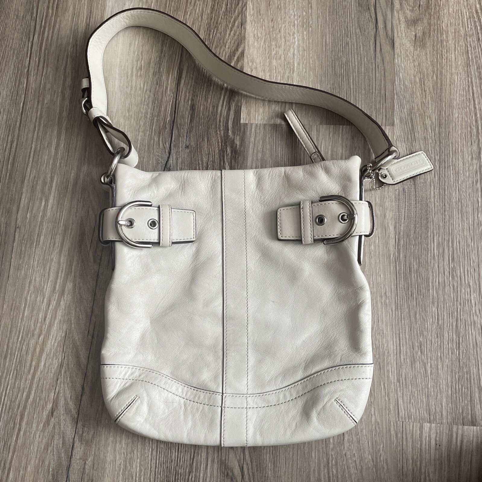 Coach Soho 1453 Slim Handbag Chalk White Bucket Purse - Gem