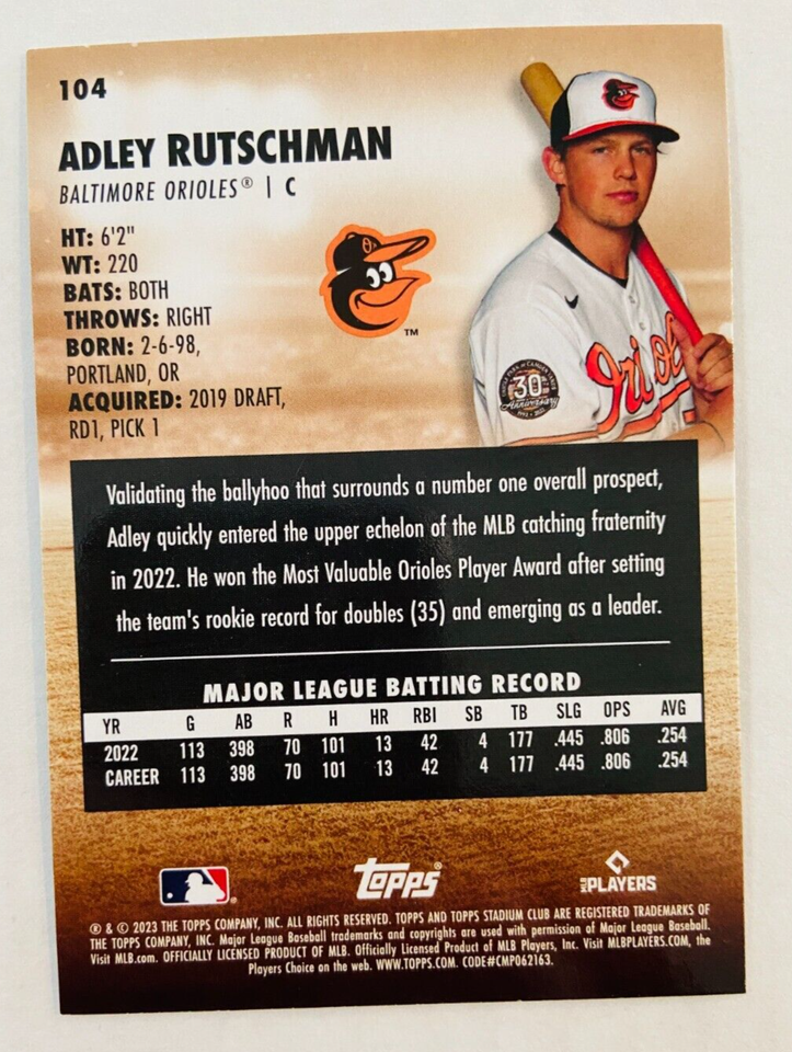 2023 Topps Stadium Club ADLEY RUTSCHMAN Rookie Card RC | eBay