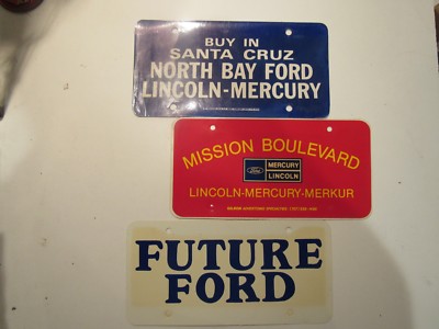 Lot of 3 Vintage Ford Dealership License Plate Frame Inserts Holder ...