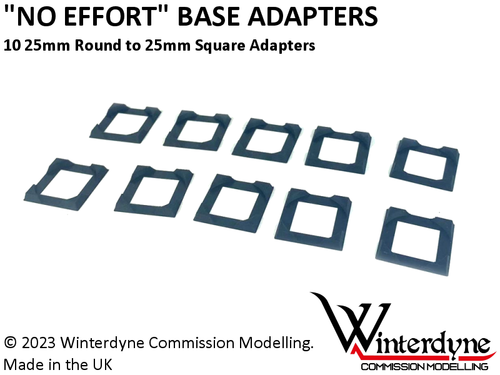 'No Effort' 25mm Round to 25mm Square Base Adapters (Age of Sigmar etc ...
