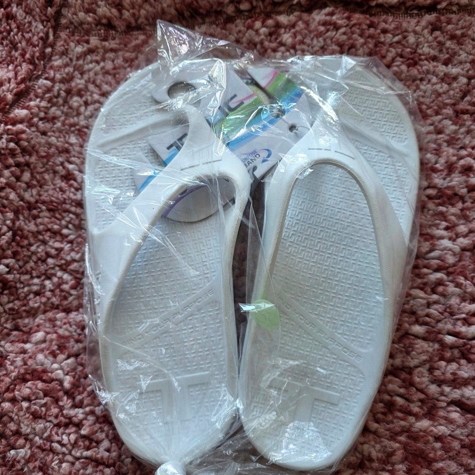 TELIC Recovery Arch Support Sandals Flip Flops White Medium Women 9 Men ...