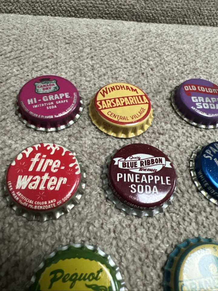 Vintage Soda Bottle Caps Lot (11) Cork Lined Backed Like Old Colony ...