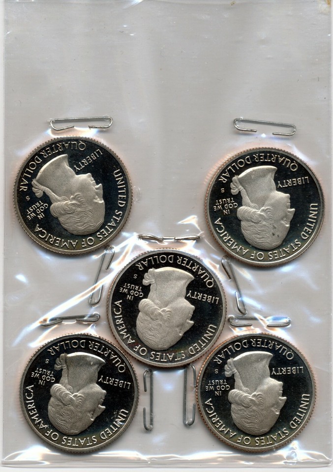 2015 PROOF CLAD QUARTER SET, WITHOUT CASE, BOX OR CERTIFICATE OF ...